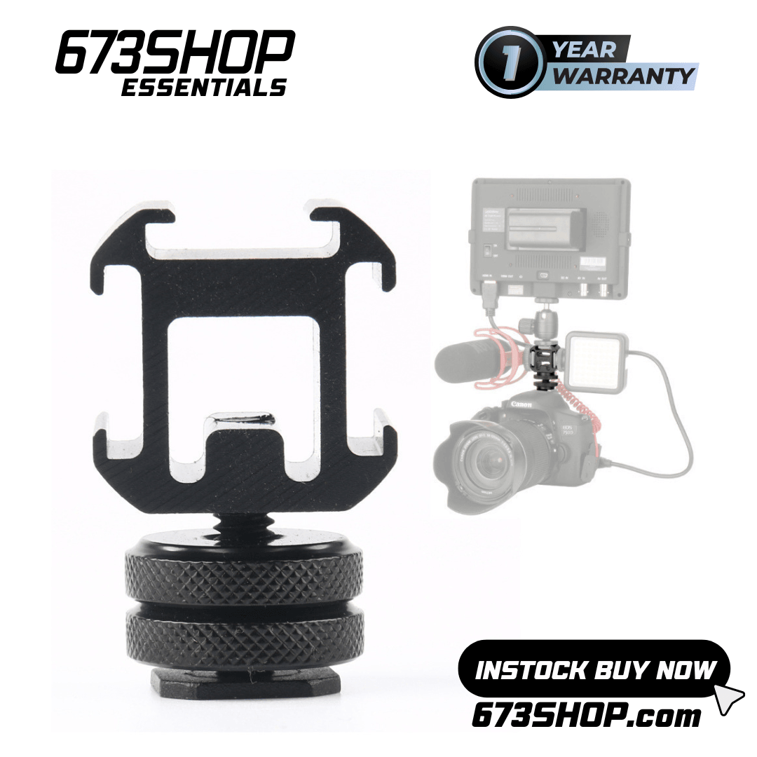 673SHOP ESSENTIALS 】Triple Metal Cold Shoe to Hot Shoe Adapter with ...